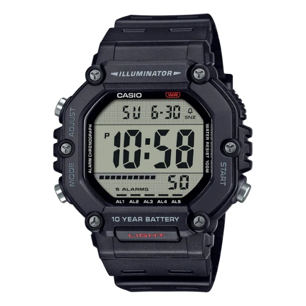 Casio men's illuminatore large screen digital quartz watch in black ...